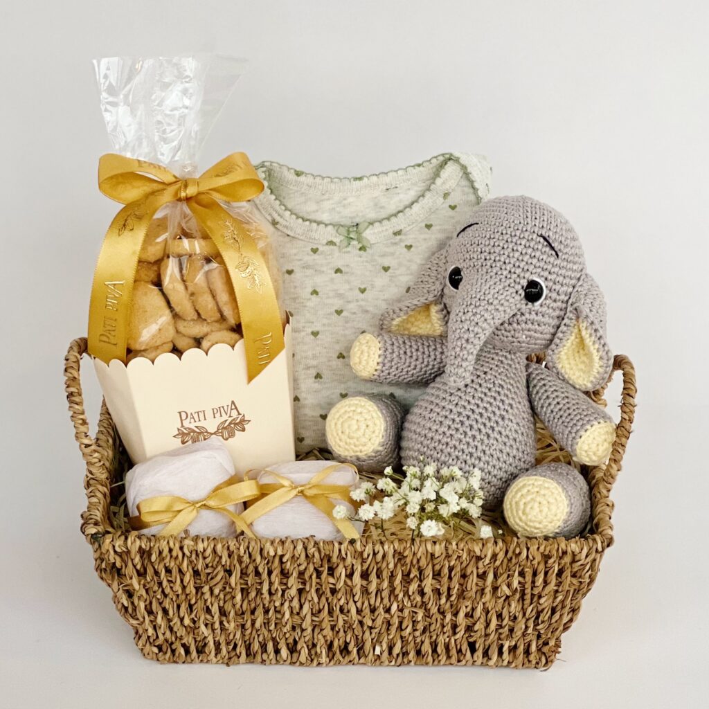 Cesta de Presente Maternidade Elefante - Poê Cestas